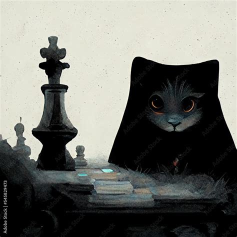 Mysterious Shrouded Cat Plays Chess Cat Game Vintage Drawing Shawl