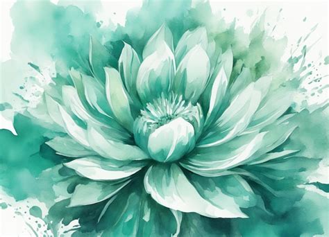 Premium Photo A Watercolor Turquoise Green White Flower