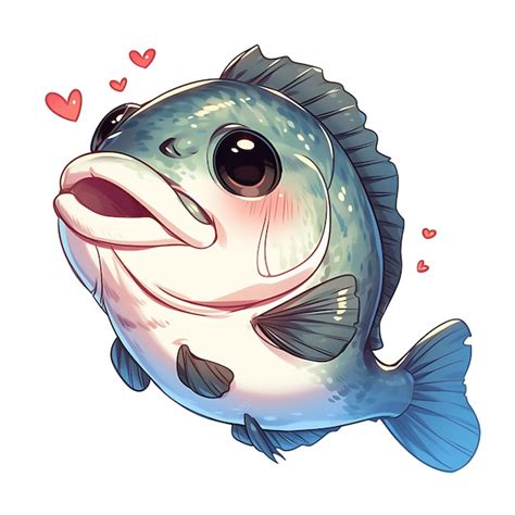 Cute Cartoon Fish With Hearts Premium Ai Generated Image