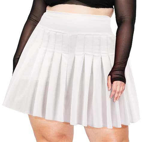 Plus Size Pleated Mini Skirt White丨moon Wood