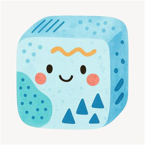 Cute Smiling Blue Cube Illustration Free Photo Illustration Rawpixel