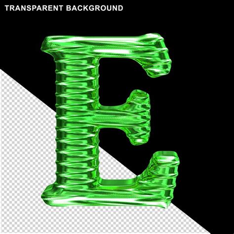 Lettre E Verte Cannelée Psd Premium