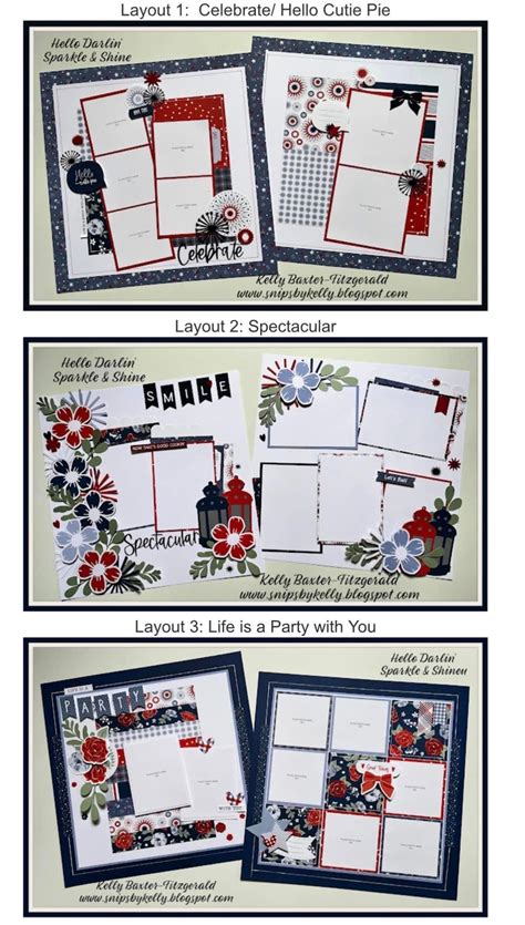 Patriotic Scrapbook Layouts With Red And Blue Flowers