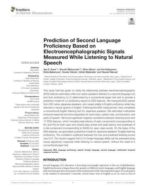 Pdf Prediction Of Second Language Proficiency Based On