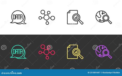 Set Line Data Analysis Mind Map Infographic Document With Chart And