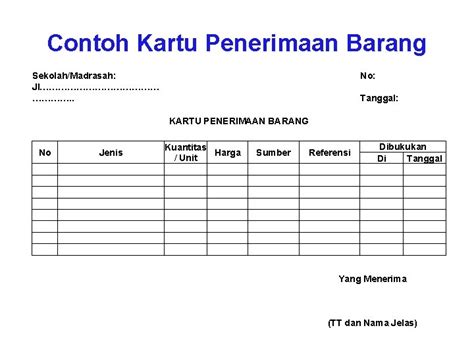 Detail Contoh Buku Penerimaan Barang Beserta Isinya Koleksi Nomer