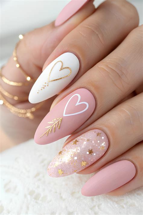 💕 Romantic Pink And Glitter Nails Heart Nail Art For Special Moments