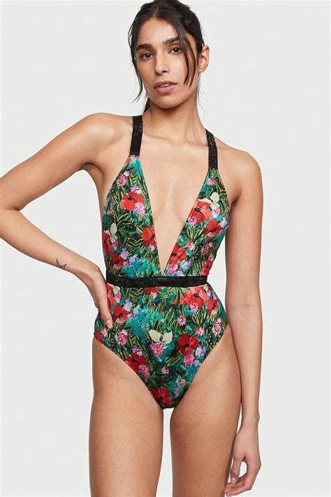 Victorias Secret Shine Strap Plunge One Piece Swimsuit Victorias