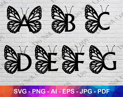 Butterfly Split Monogram Letters Svg File For Cricut 26 Individual Cut Files Svg Monogram