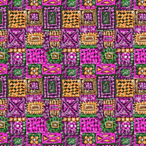 Neon Geo Tile Design Printed Fabric By The Yard Fabric On Demand
