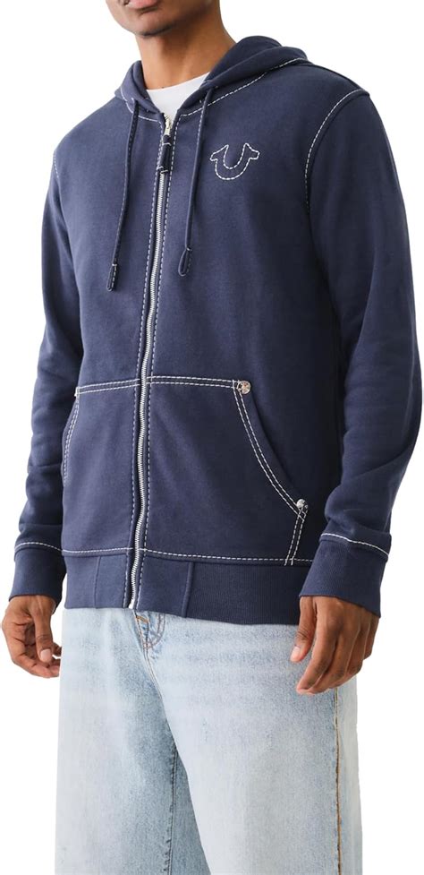 True Religion Mens Big T Zip Up Hoodie Clothing Shoes