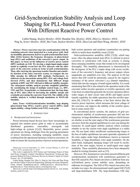PDF Grid Synchronization Stability Analysis And Loop Shaping For PLL Based Power Converters