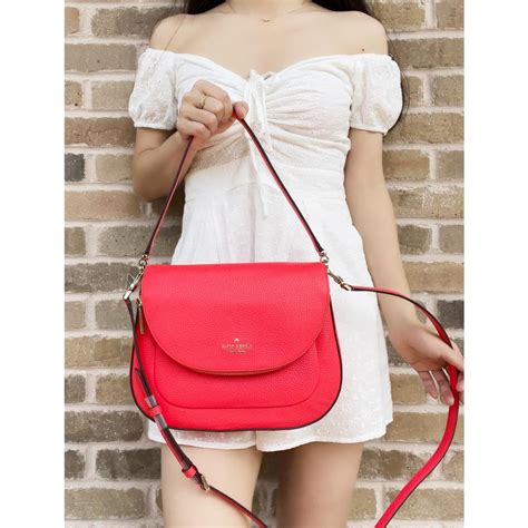 Kate Spade Leila Medium Flap Shoulder Bag Crossbody Leather Geranium