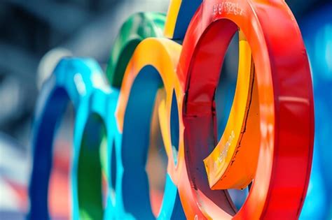 Many Different Colored Rings On A Pole Premium Ai Generated Image