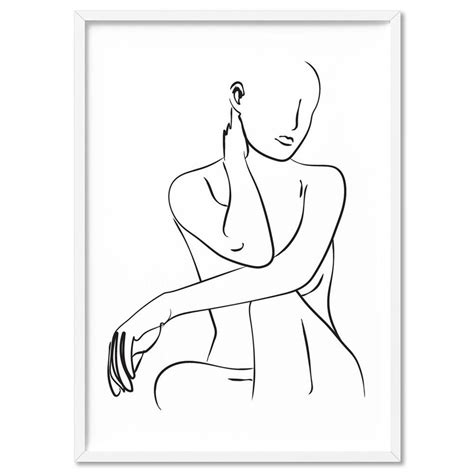Line Art Print Poster Or Canvas Naked Nude Woman Pose Original