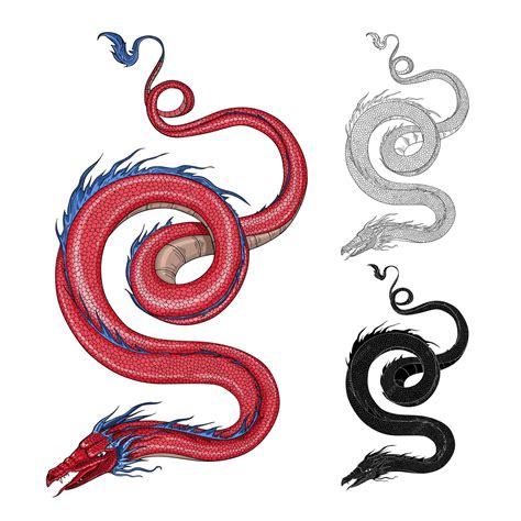 Premium Vector Dragon Flying Chinese Red Dragon Vector Illustration