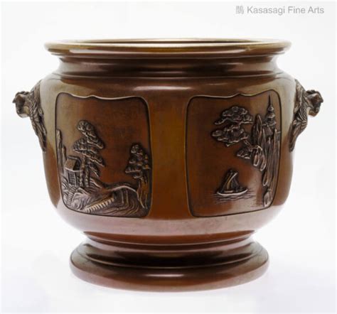 Large Bronze Brazier By Kanaya Gorosaburo Kasasagi Fine Arts