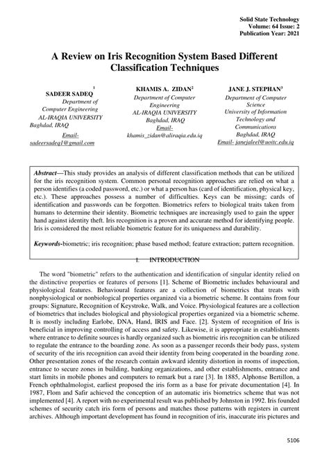 Pdf A Review On Iris Recognition System Based Different