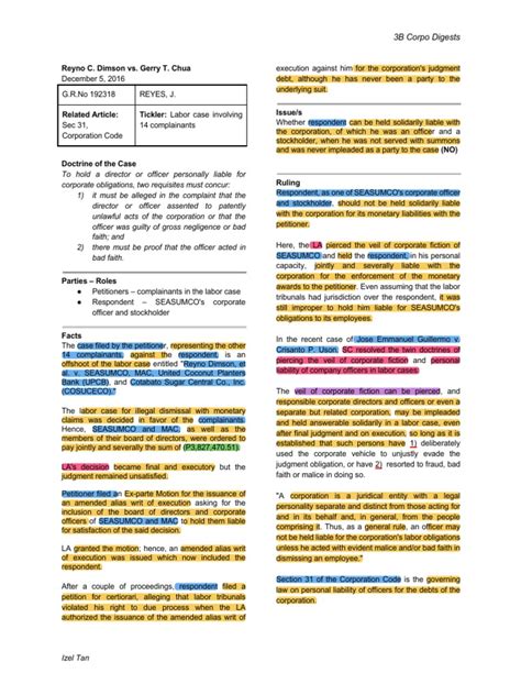 Dimson V Chua Pdf Legal Liability Corporations