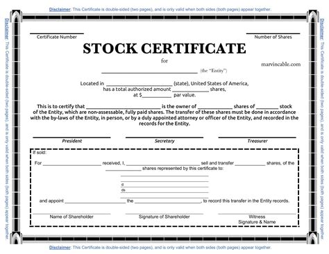 Free Printable Stock Certificate Templates Pdf And Word