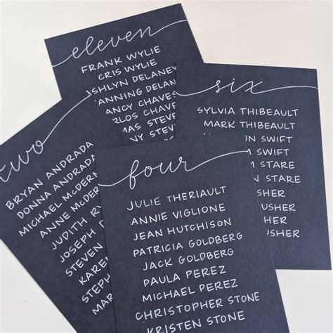 Table Assignment Cards Guest Seating Cards Reception Guest Etsy