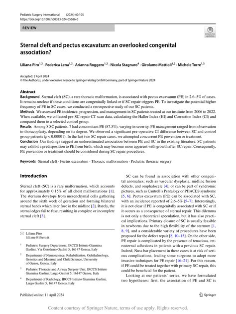 Sternal Cleft And Pectus Excavatum An Overlooked Congenital