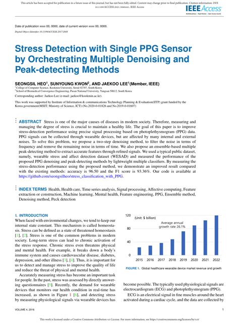 Pdf Stress Detection With Single Ppg Sensor By Orchestrating Multiple Denoising And Peak