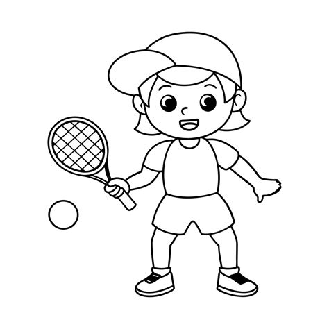 Página De Colorear Para Niños De Tenis Vector Premium