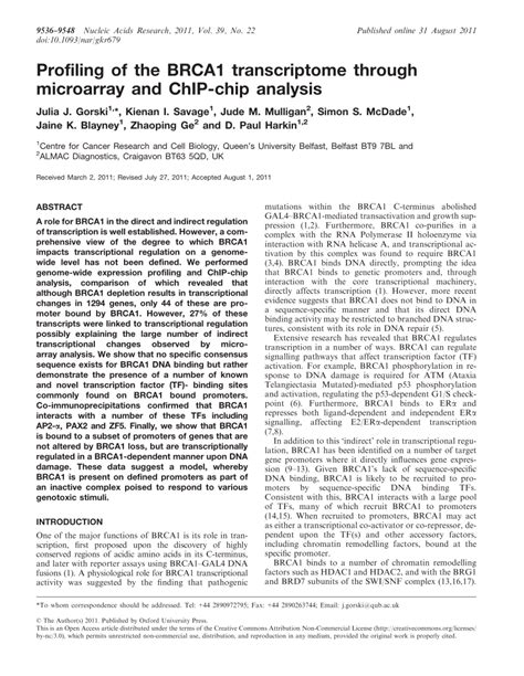 [pdf] profiling of the brca1 transcriptome through microarray and chip