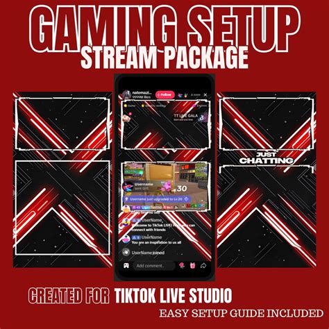 Red Black Animated Tiktok Live Overlay Kit Bold Vertical Hud
