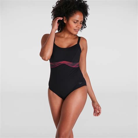 Womens Salacia Clipback Shaping Swimsuit Blackred Speedo Uk