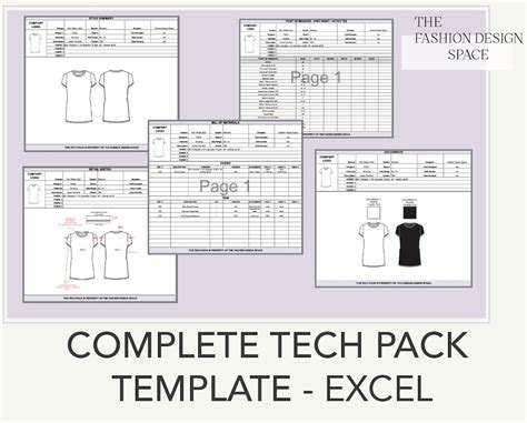 Complete Tech Pack Template Excel Fashion Tech Pack Technical Tech Pack Spec Sheet Etsy