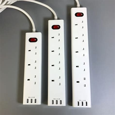 6 Way Surge Protector Power Socket Extension Lead 13 Amp 4 Plug With 3