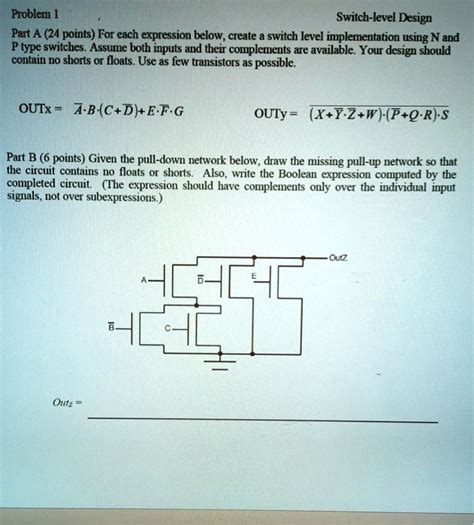 Solved Problem 1 Switch Level Design Part A 24 Points For Each