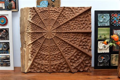 Hand Carved Teak Wood Wall Art Etsy