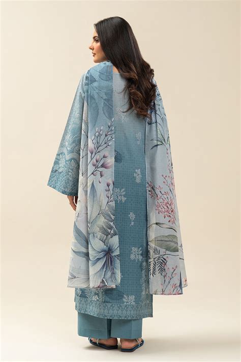 3 Piece Printed Lawn Suit Lapis Hill Unstitched Beechtree