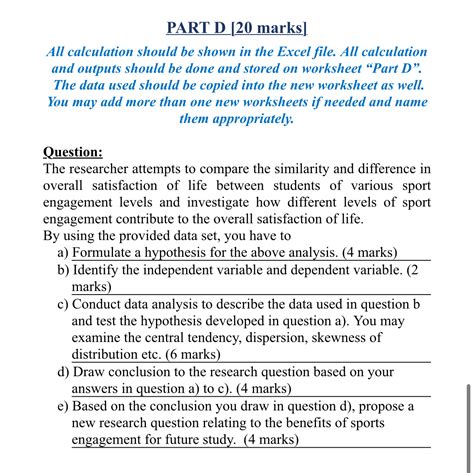 Solved Part D 20 Marks All Calculation Should Be Shown In The Excel 1 Answer