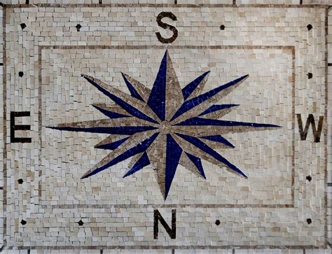 Handmade Mosaic Rectangular Compass Mozaico