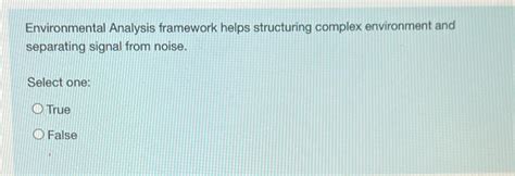 Solved Environmental Analysis Framework Helps Structuring