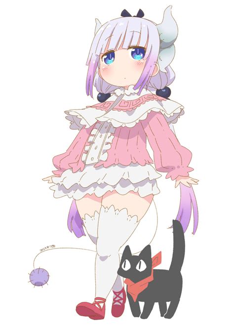 Safebooru 1girl Beads Blue Eyes Blunt Bangs Capelet Cat Dragon Girl
