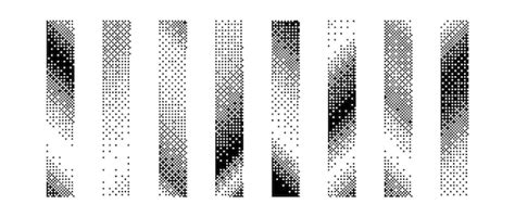 Halftone Slanted Gradient Border Set Pixelated Long Dotted Separator Or Divider Collection