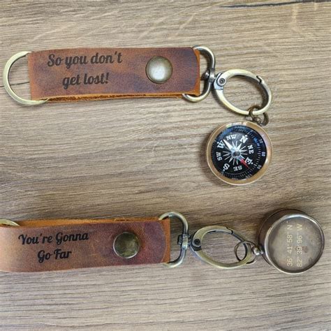 Engraved Compass Keychain Etsy