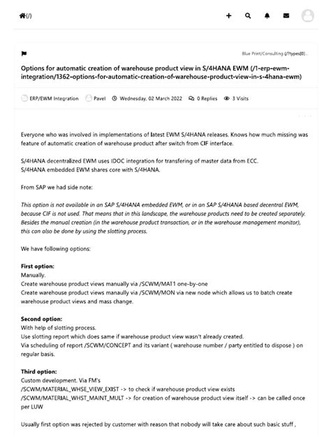 Options For Automatic Creation Of Warehouse Product View In Ewm Pdf