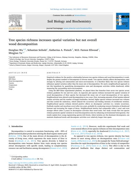Pdf Tree Species Richness Increases Spatial Variation But Not Overall