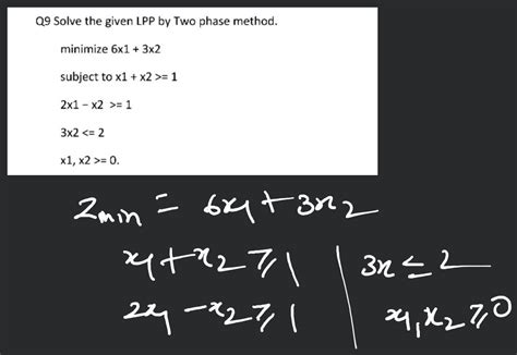 Q9 Solve The Given Lpp By Two Phase Method Minimize 6×1 3×2 Subject To