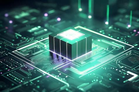 Premium Photo Data Storage Cube In The Center Of Neon Electrical