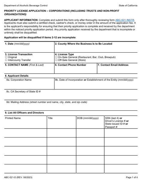Form Abc 521 D Download Fillable Pdf Or Fill Online Priority License