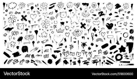 Set Of Cute Kawaii Doodles Hand Drawn Anime Vector Image