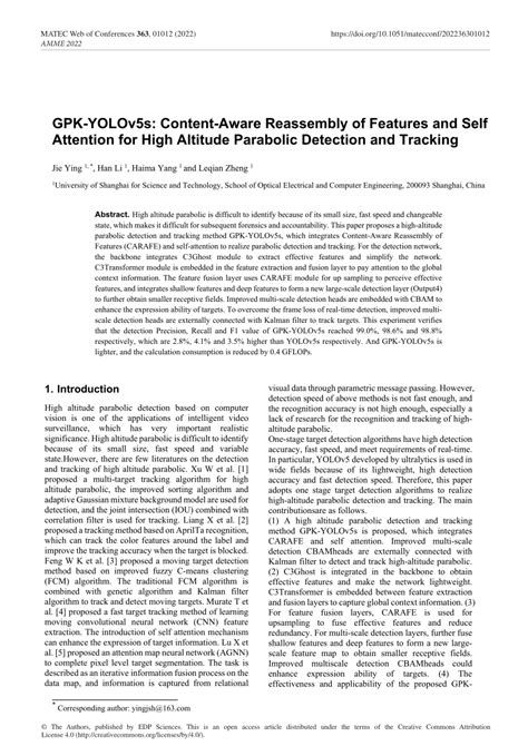 PDF GPK YOLOv S Content Aware Reassembly Of Features And Self Attention For High Altitude