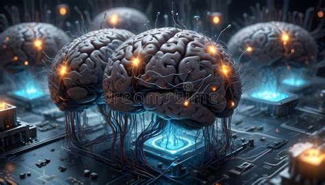 Quantum Computer Style Realistic 3d Fusion Of Human Brains Biological